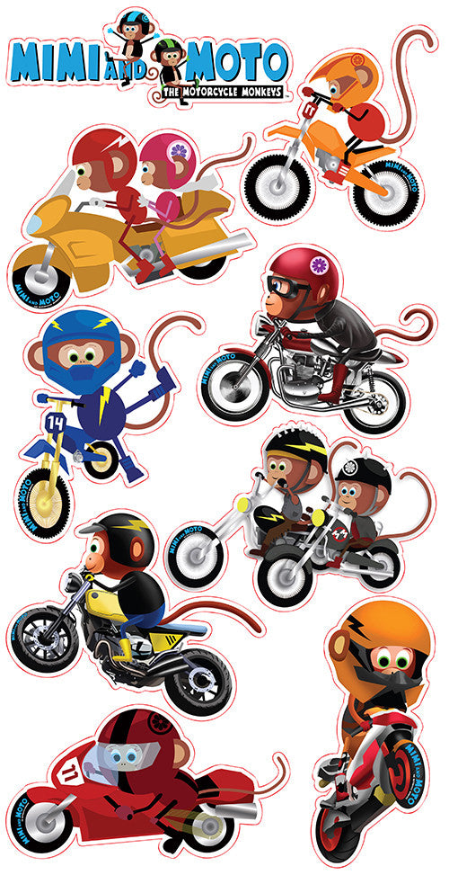 Mimi and Moto Stickers - The Motorcycle Monkeys