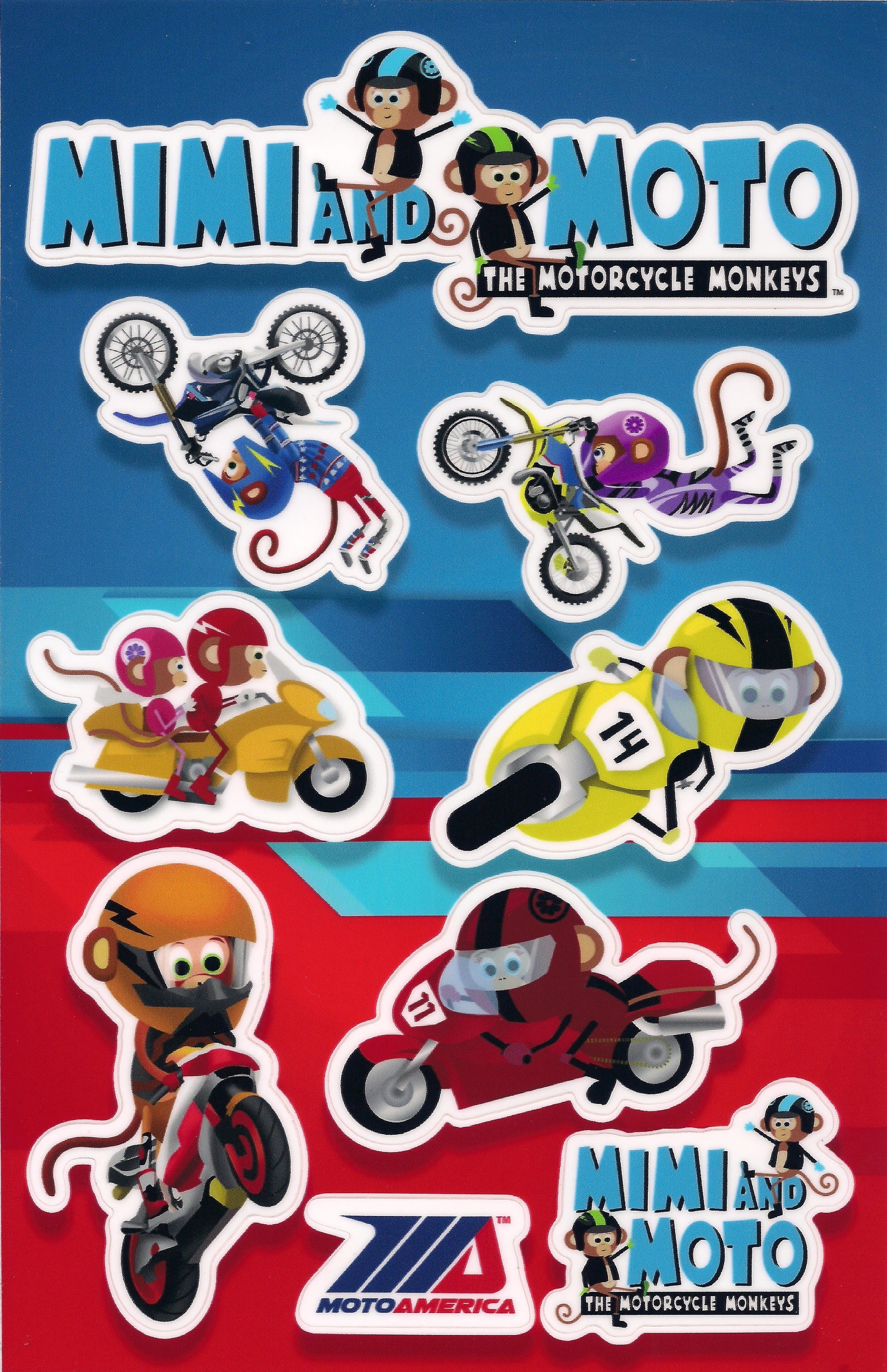 Mimi and Moto Stickers - The Motorcycle Monkeys